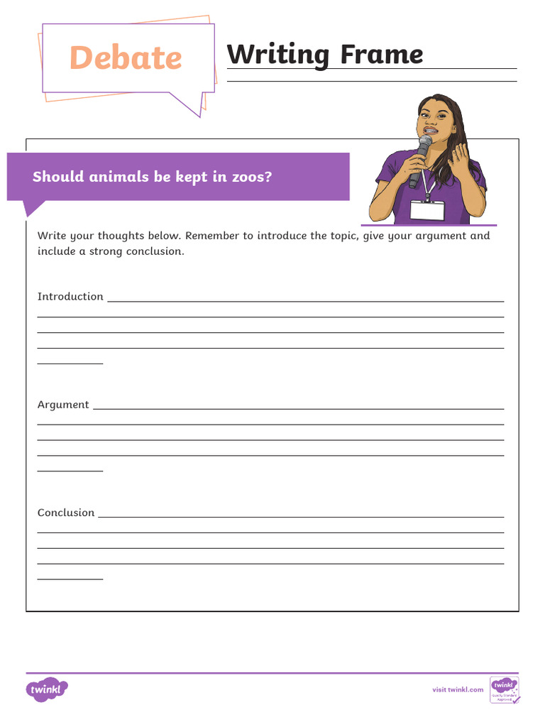 T LF 1654761236 Should Animals Be Kept in Zoos Debate Writing Frame Ver ...