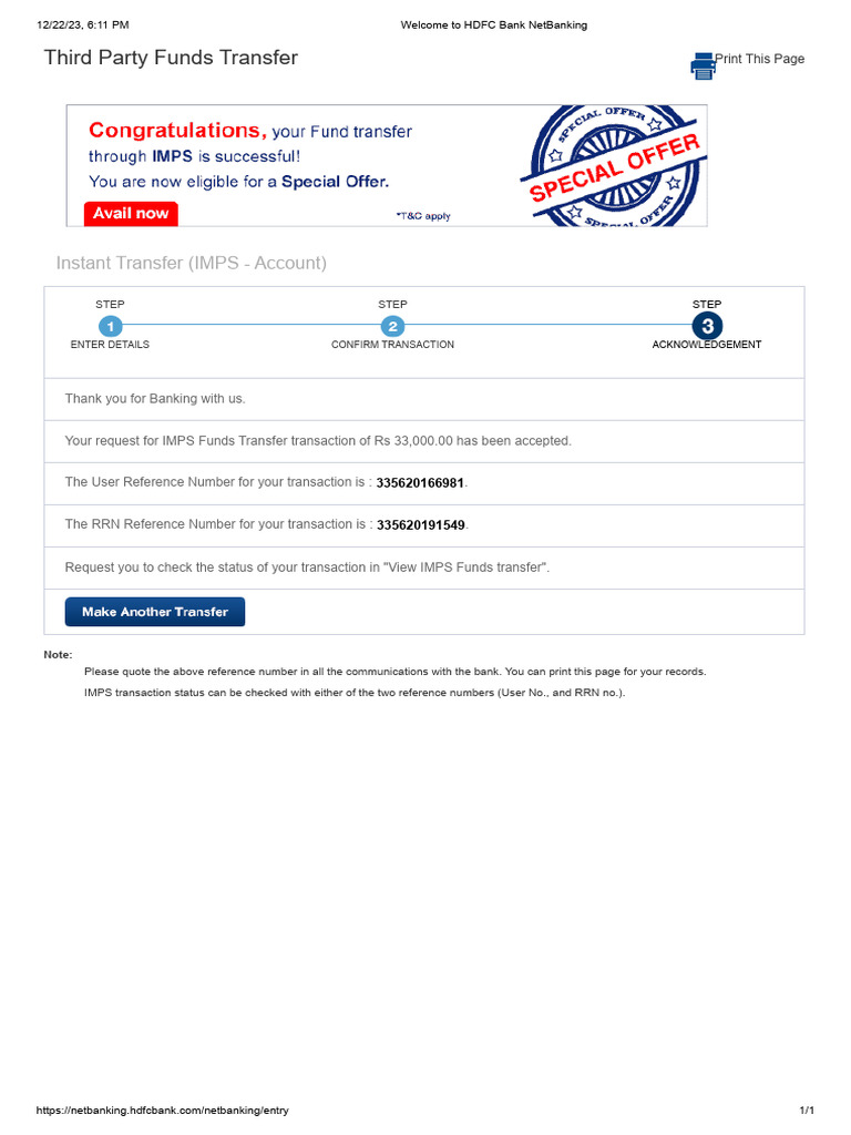 Welcome To HDFC Bank NetBanking | PDF