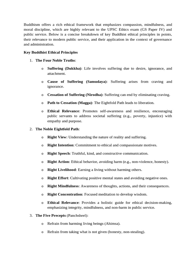 Buddhism Ethics | PDF | Noble Eightfold Path | Four Noble Truths