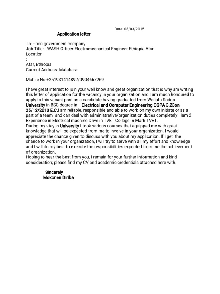 Application Letter | PDF