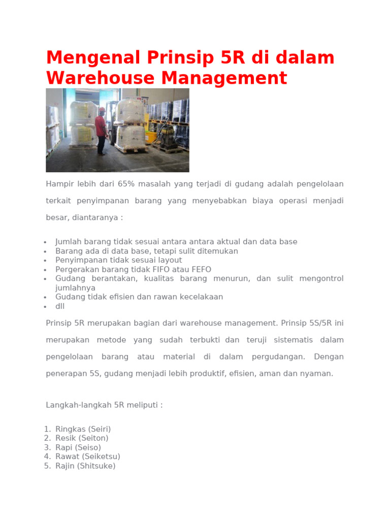 Mengenal Prinsip 5R Di Dalam Warehouse Management | PDF
