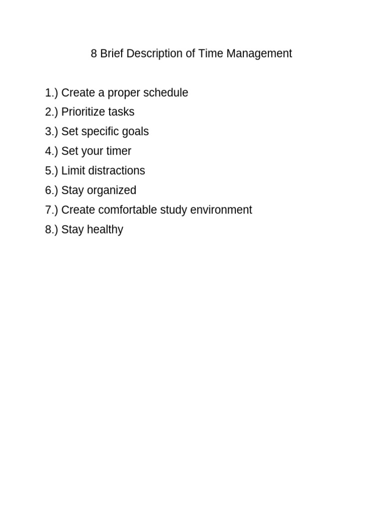8 Brief Description of Time Management | PDF
