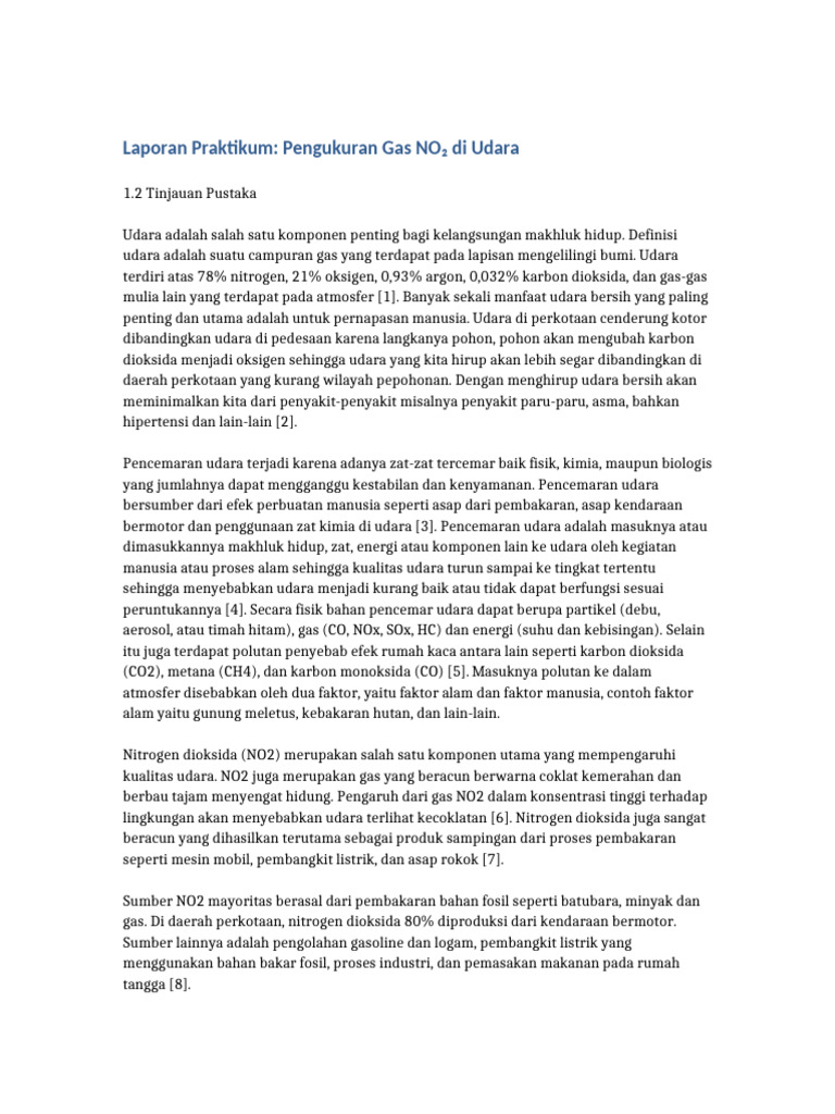 Laporan Pengukuran NO2 | PDF