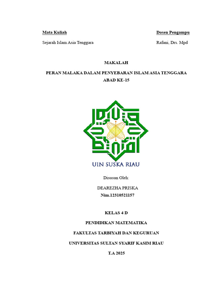 Peran Malaka dalam Islam Abad 15 | PDF