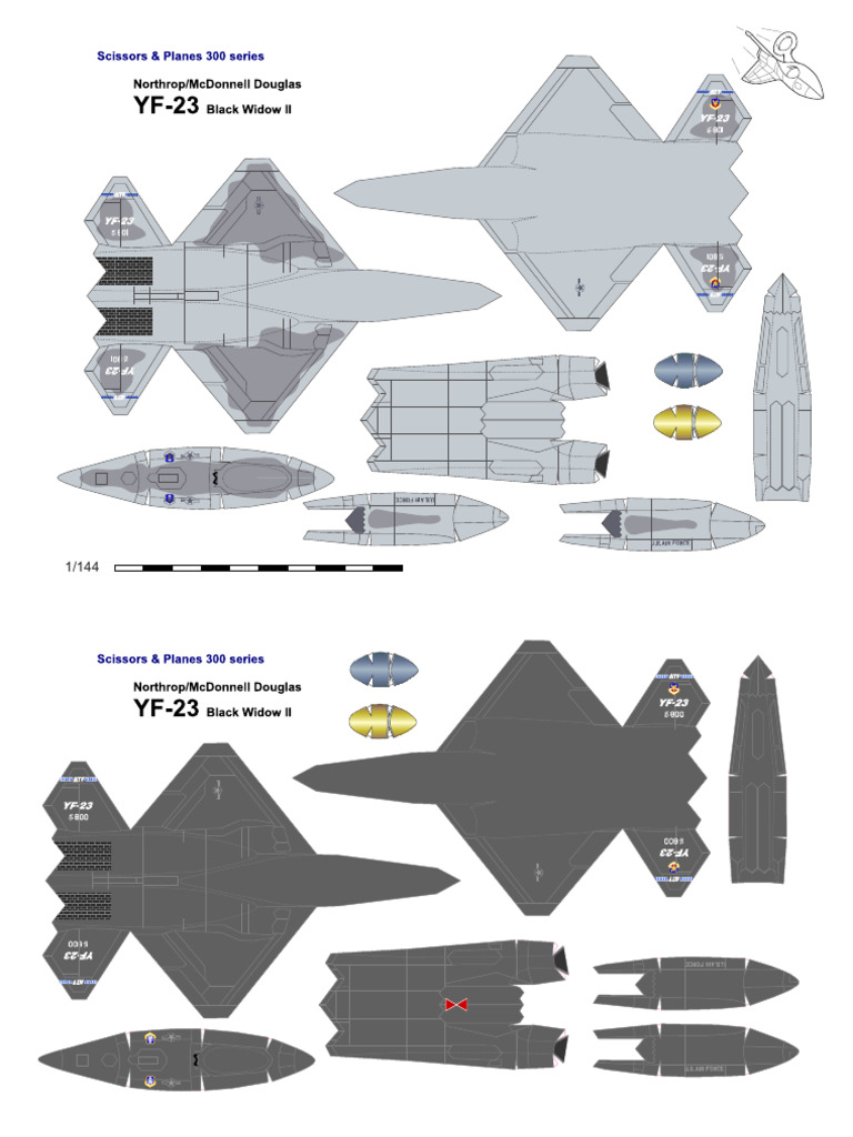YF-23 Black Widow II Scissors and Planes 1-144 Corr | PDF