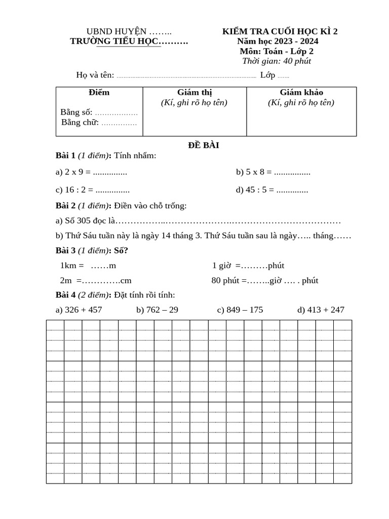 Kiem Tra Hoc Ky 2 | PDF