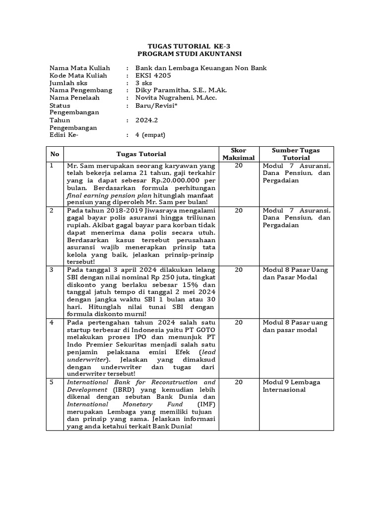 TUGAS TUTORIAL KE 3 - Rendy Faturrossi - 054974791 | PDF