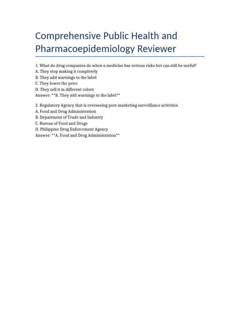 Comprehensive Reviewer Public Health and Pharmacoepidemiology | PDF
