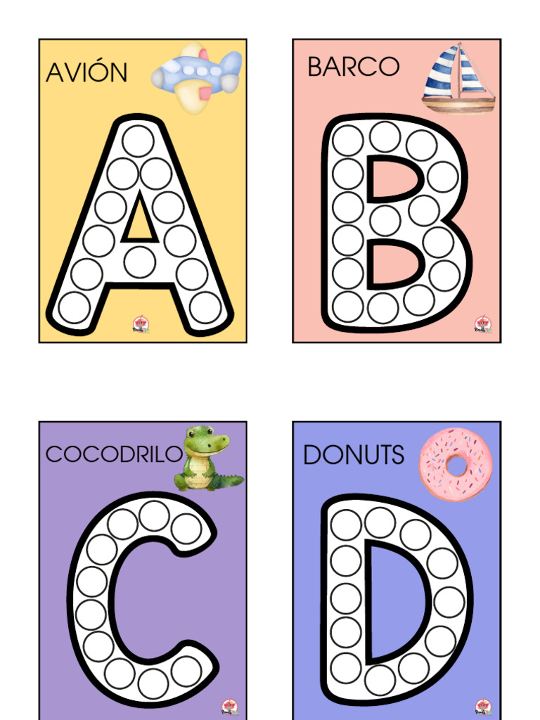 Bonito Abecedario de Pompones y Gomets Trabajamos La Motricidad | PDF