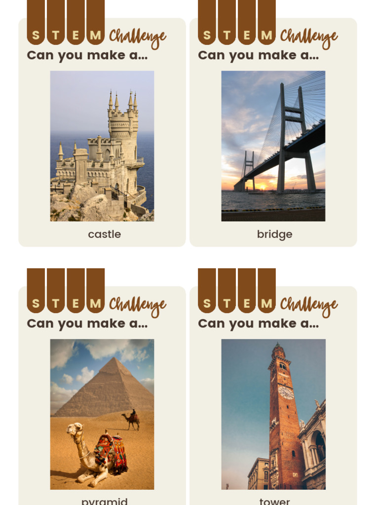 Colorful Photo STEM Education Challenge Cards | PDF