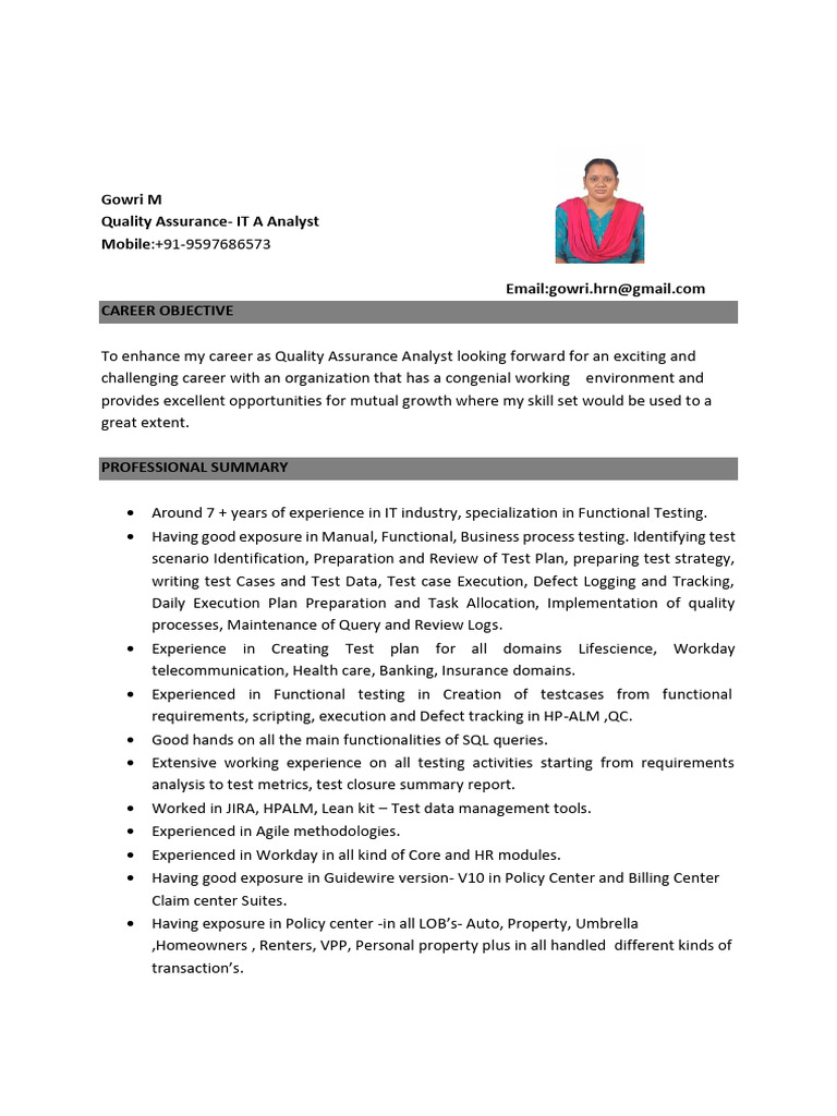 Gowri Guidewire QA Profile-1 (1) | PDF | Computing | Information Technology