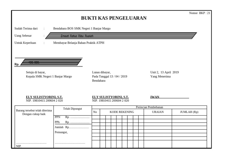 BKP BOS 21 - Belanja Praktik ATPH | PDF