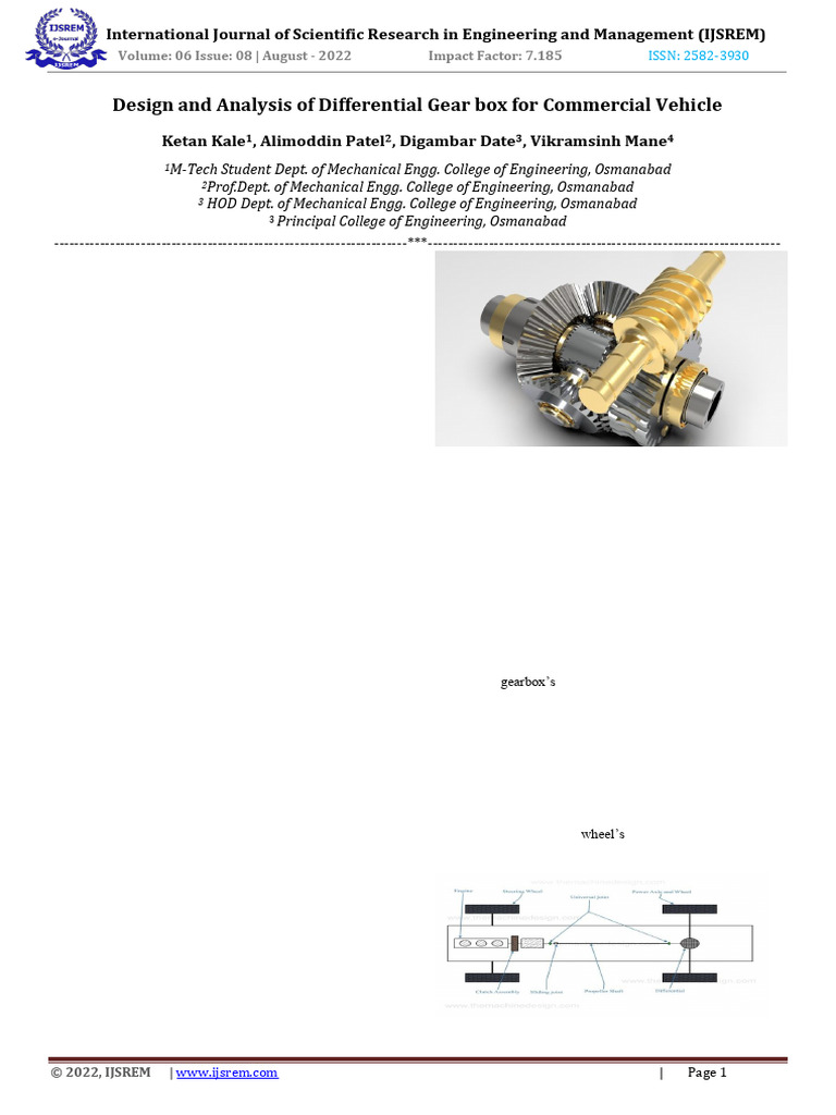 Differential Gearbox Design for Vehicles | PDF | Gear | Mechanics