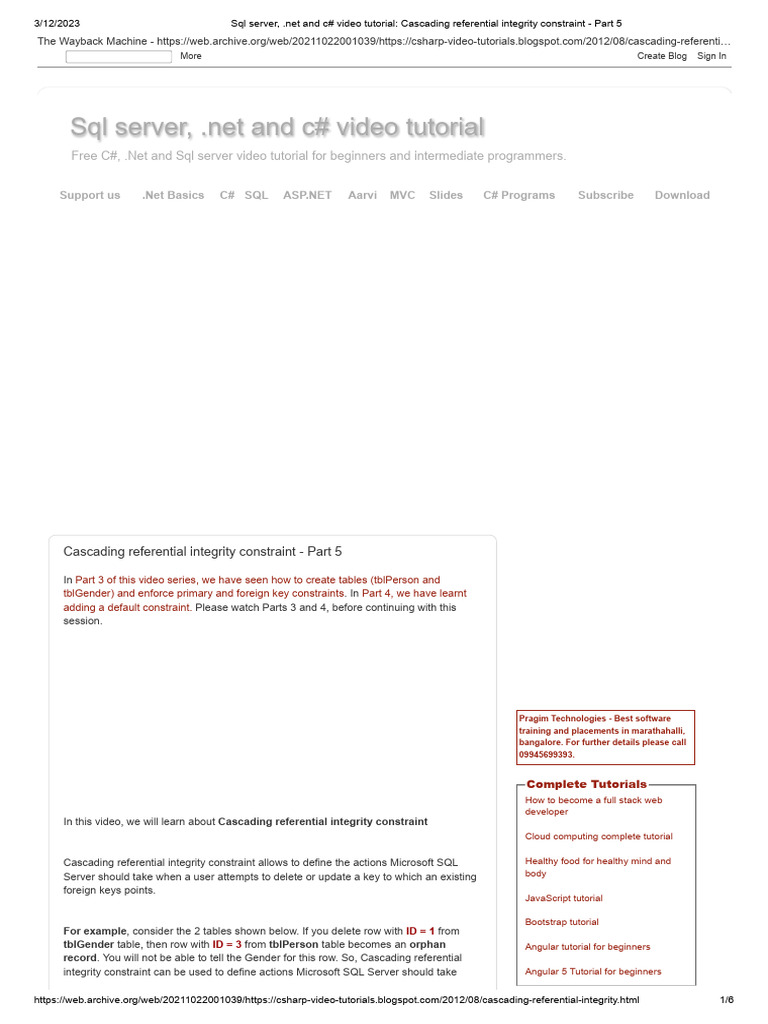 5 Cascading Referential Integrity | PDF | Data Management Software | Computer Data