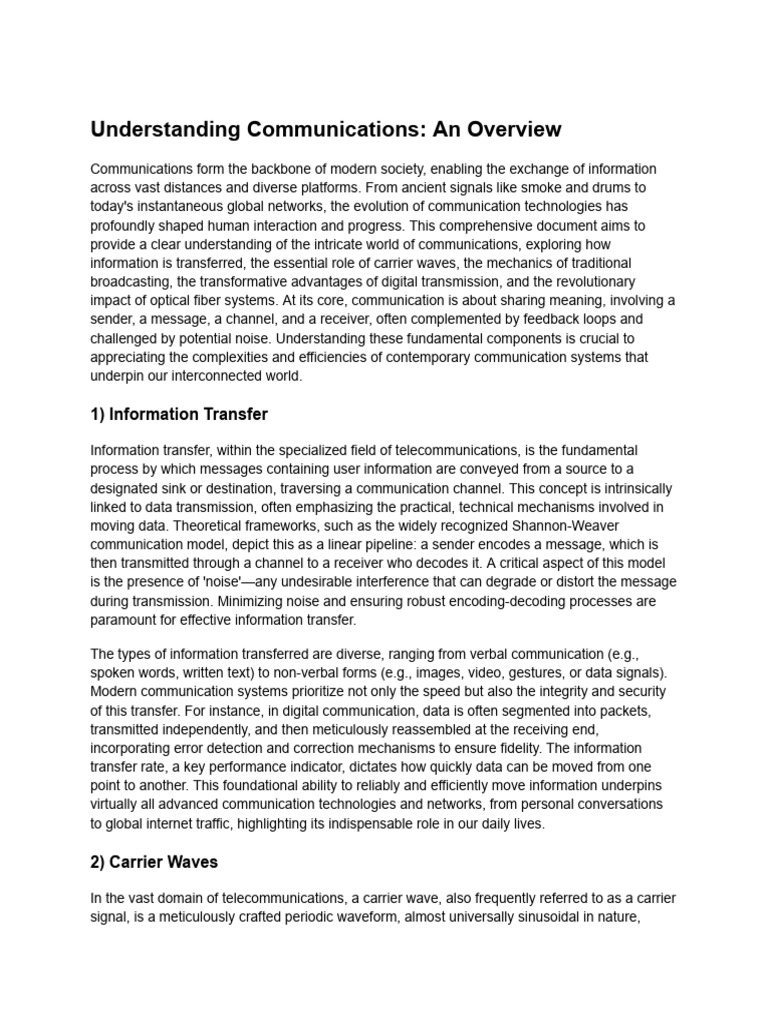 Understanding Communications - An Overview | PDF | Optical Fiber | Radio