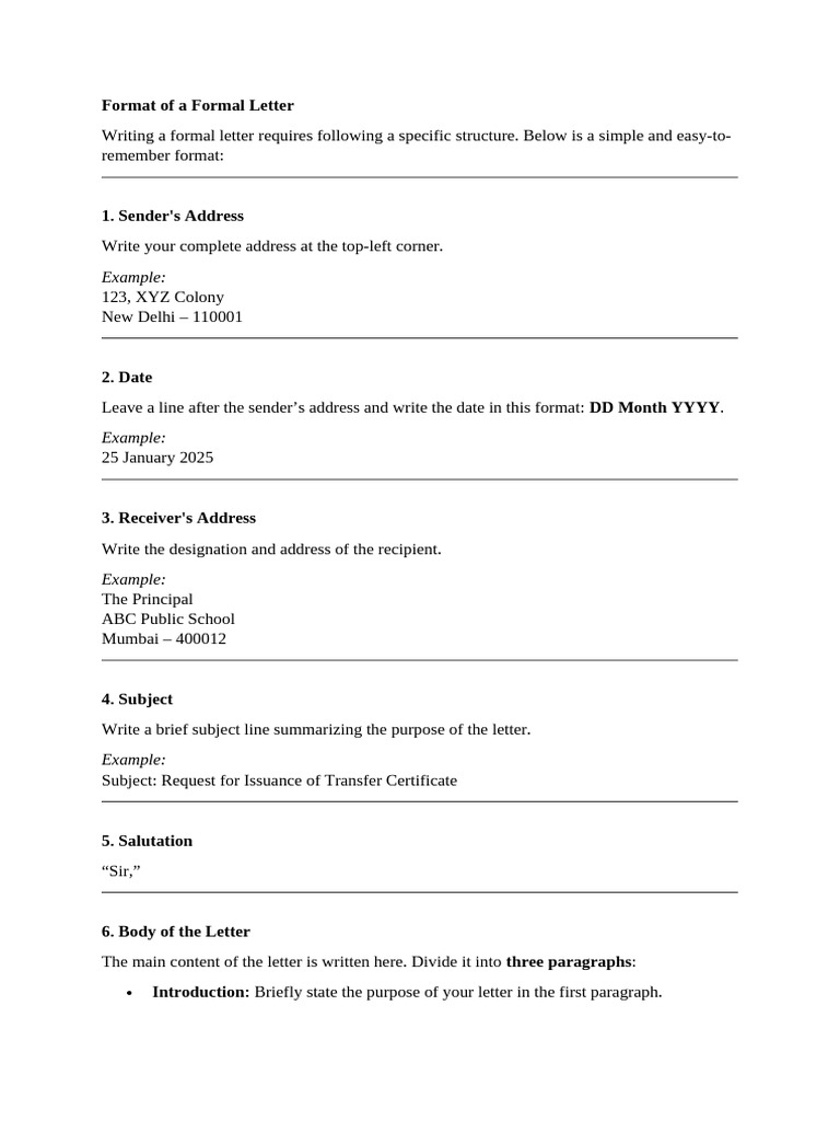 Formal Letter Writing Guide | PDF | Sustainability