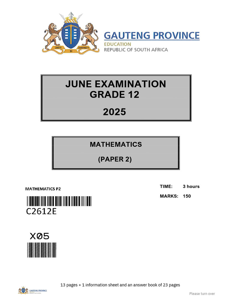 Grade 12 Mathematics Paper 2 June 2025 | PDF