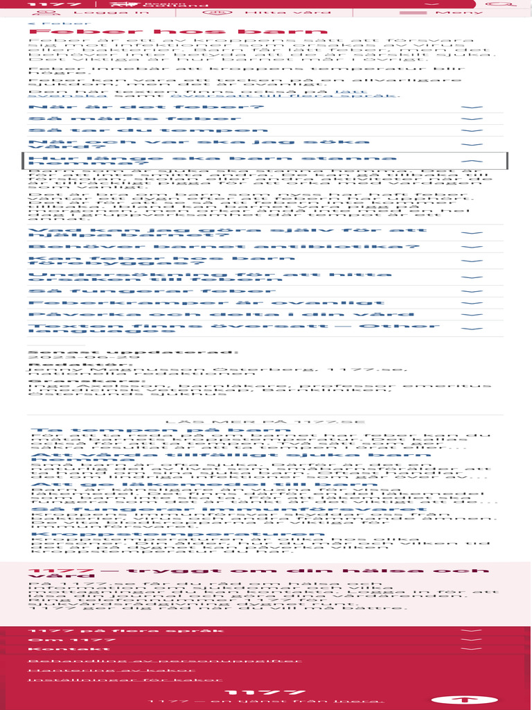 Feber Hos Barn - 1177 | PDF