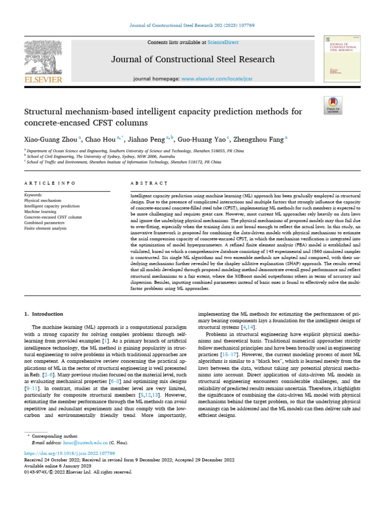 Structural Mechanism Based Intelligent Capacity PR 2023 Journal of Construct | PDF | Machine ...