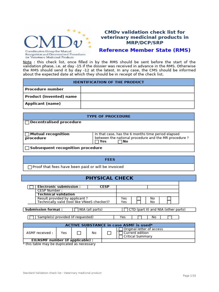 Standard Validation Checklist - Mar 2023 | PDF | Pharmacology | Pharmacy