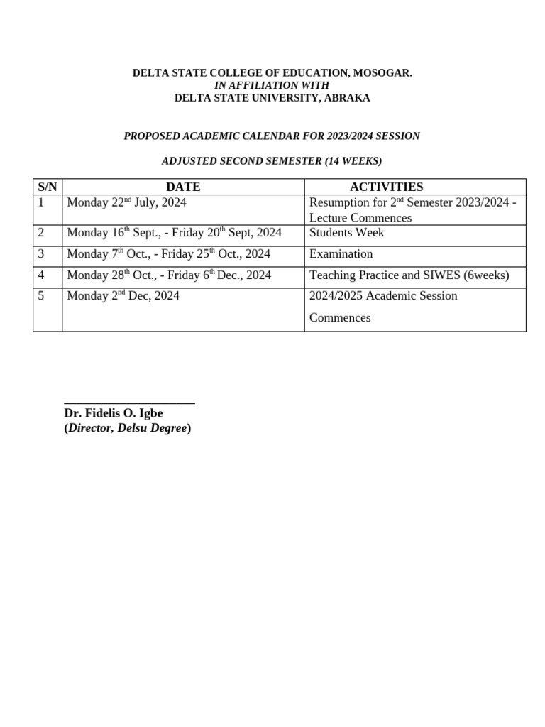 Second Sem Calendar | PDF