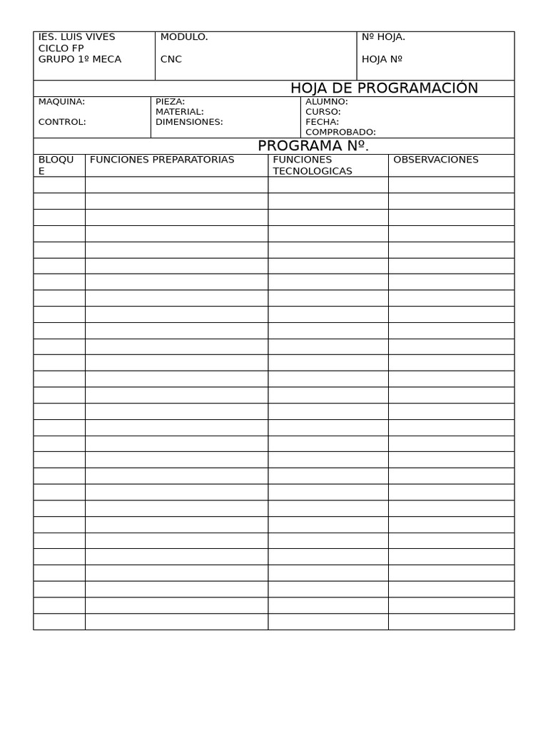 Hoja Programas | PDF