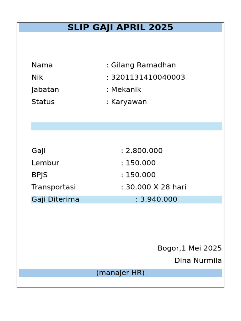 Slip Gaji #Baim Ganteng | PDF