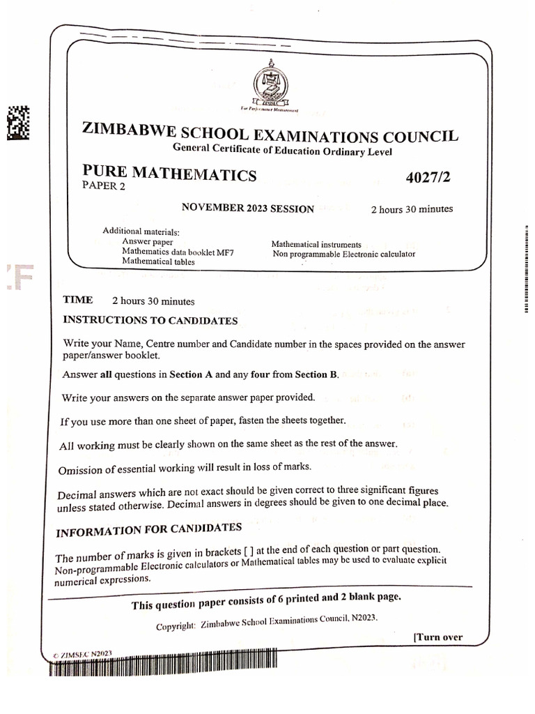 O Level Pure Math 2023 Paper 2 | PDF