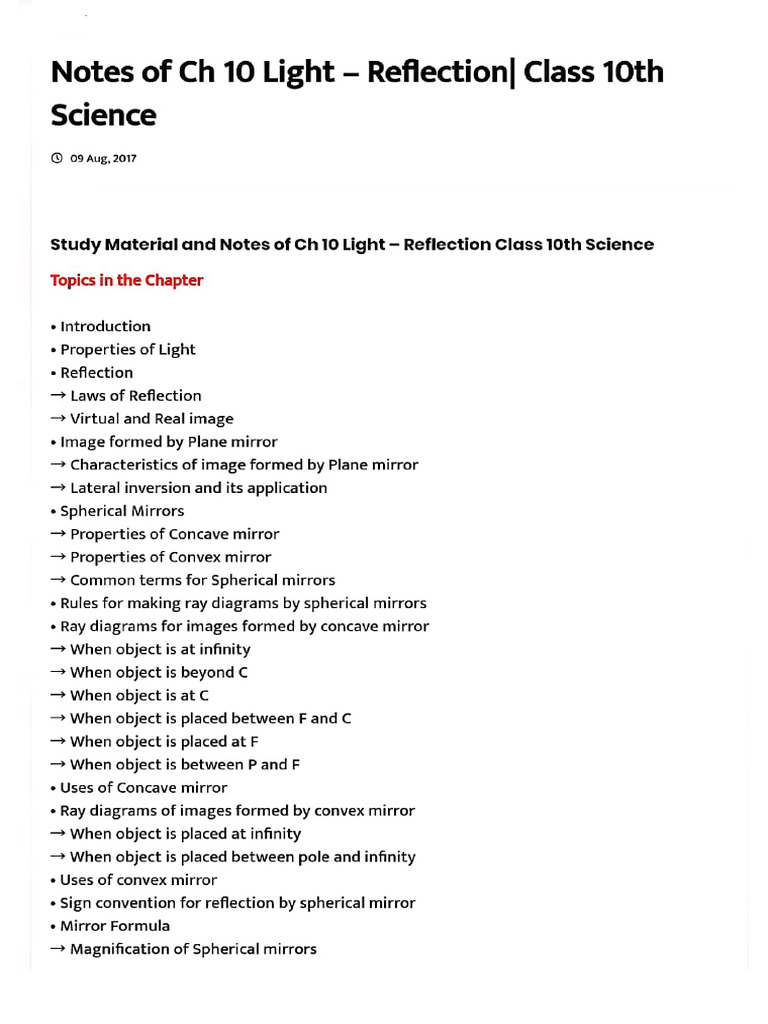 Light-Reflection Ch-10 (X)_copy | PDF