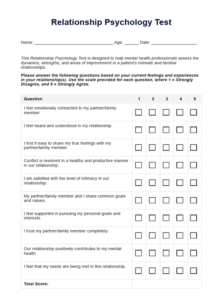 Relationship Psychology Assessment Tool | PDF