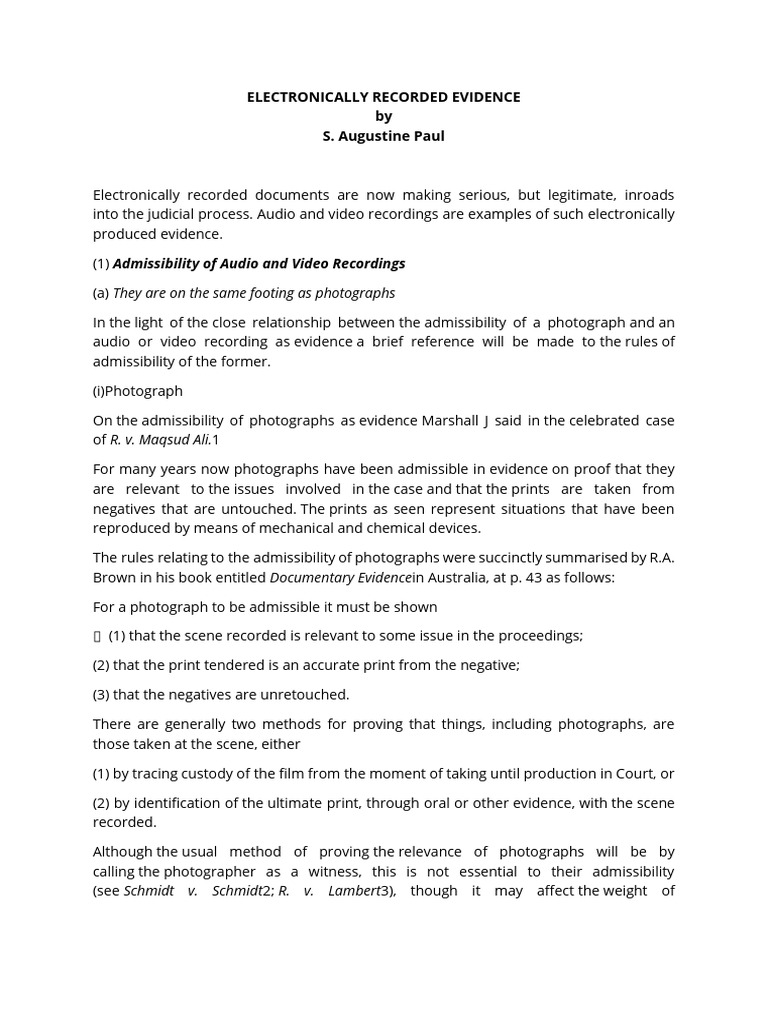 Electronically Recorded Evidence | PDF | Evidence (Law) | Trials