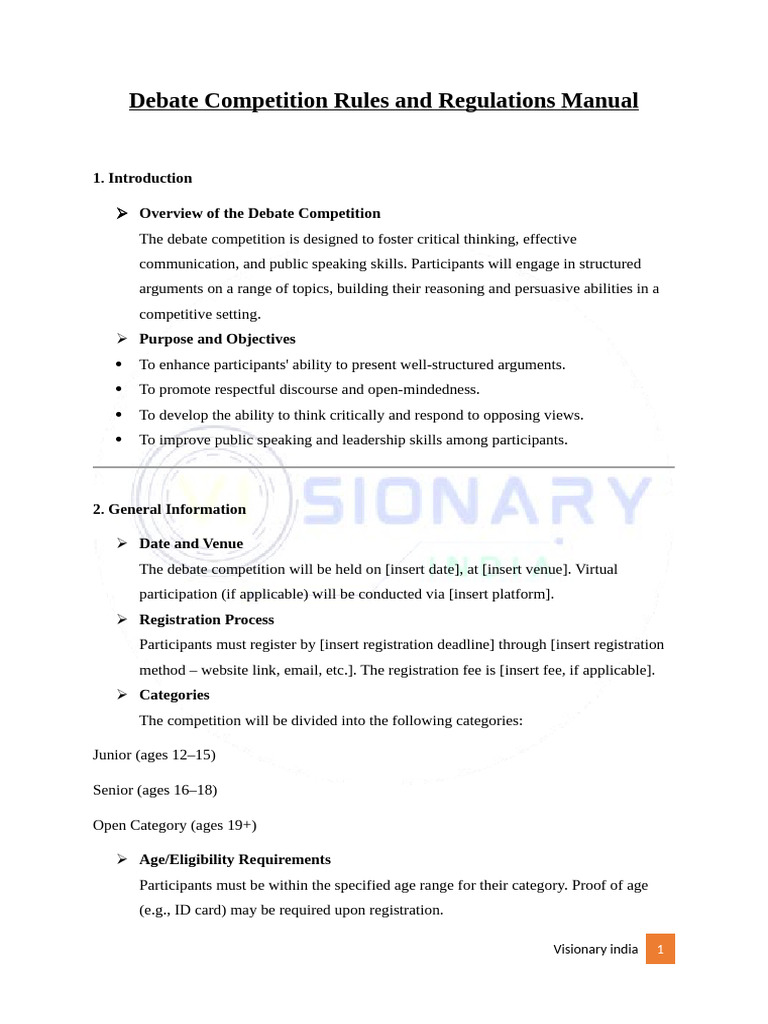 Debate Competition Rules Manual | PDF | Argument | Public Speaking