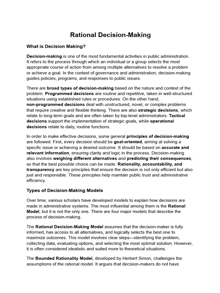 Rational Decision-Making | PDF | Decision Making | Rationality
