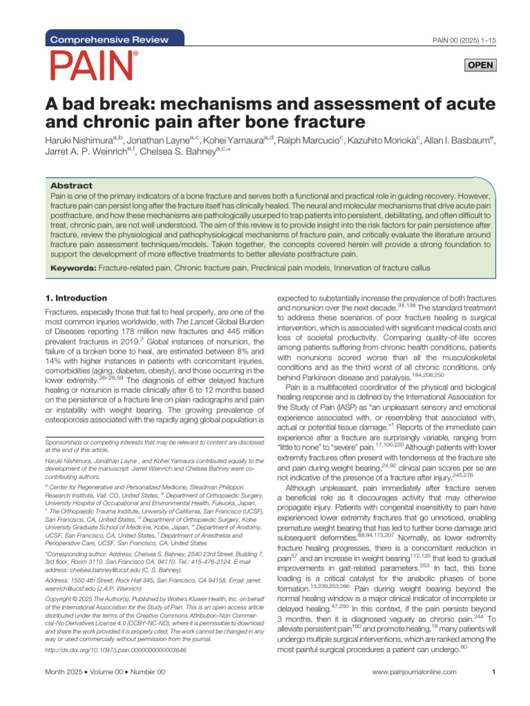 A Bad Break Mechanisms and Assessment of Acute.920 | PDF | Pain | Inflammation