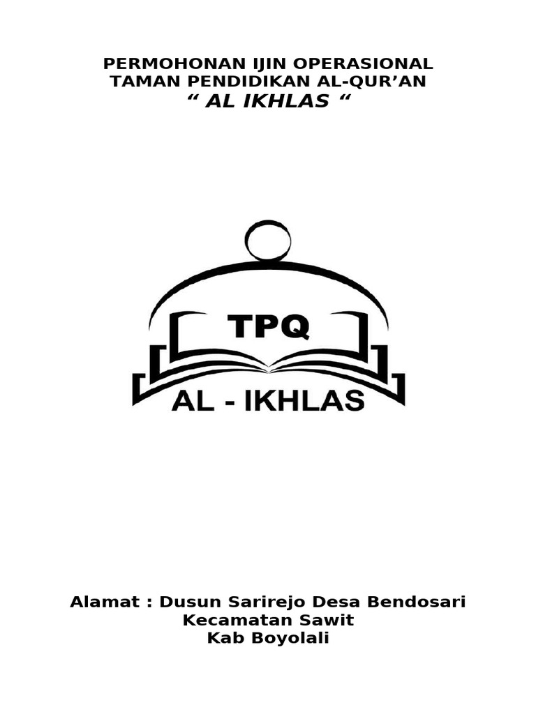 Permohonan Ijin Operasional Tpa Al Ikhlas - Ok | PDF