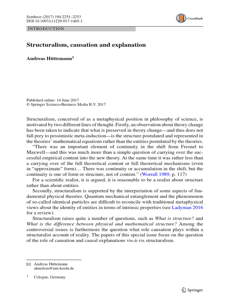 Structuralism Causation and Explanation | PDF | Causality | Theory