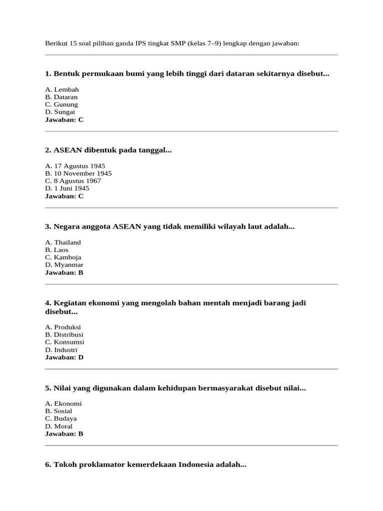 Soal Ayu Ips SMP | PDF