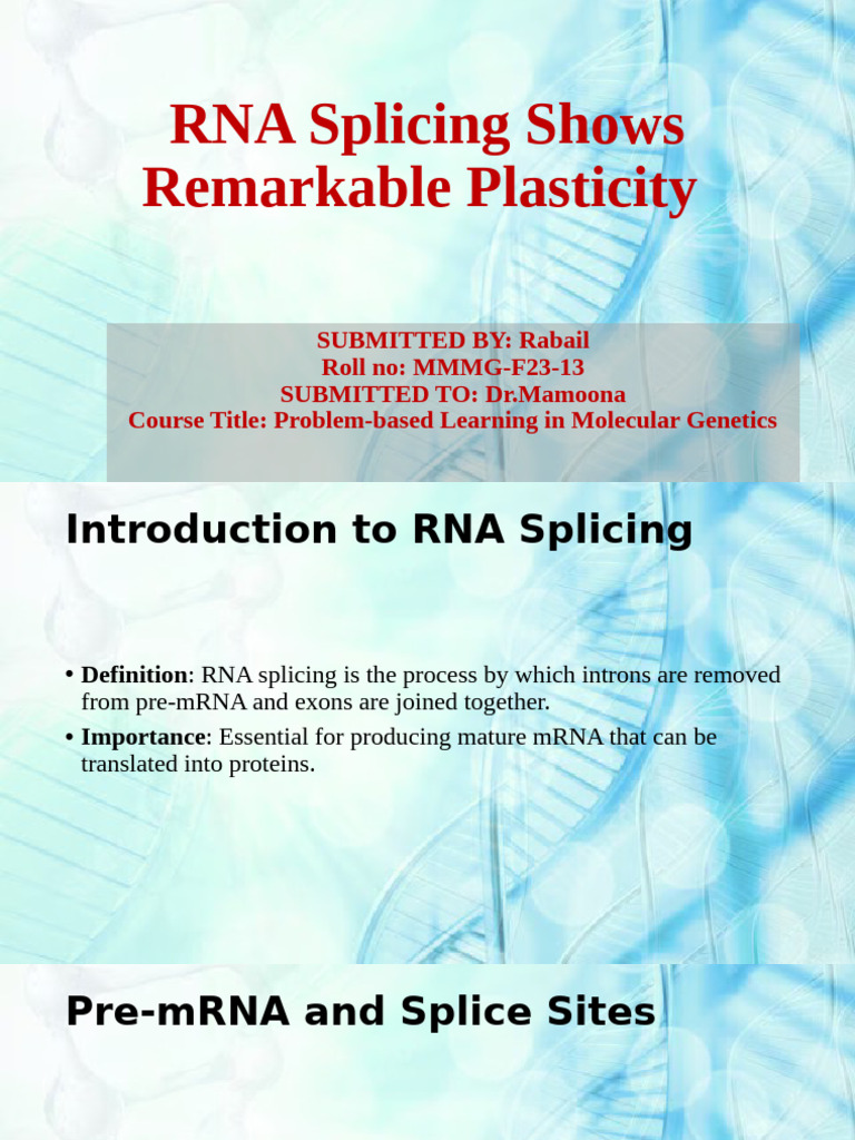 RNA Splicing Shows Remarkable Plasticity | PDF | Rna Splicing | Alternative Splicing