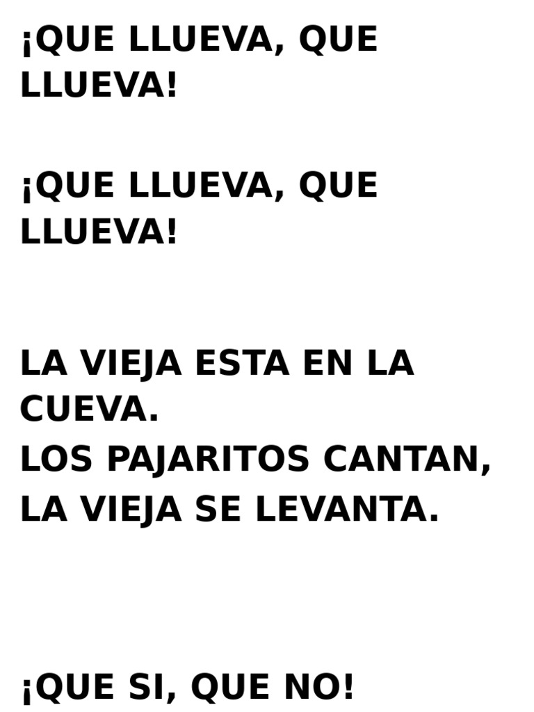 Que Llueva Cancion e Imagenes | PDF