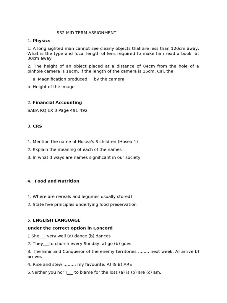 Ss2 Mid Term Assignment (3rd Term) | PDF | Taxes