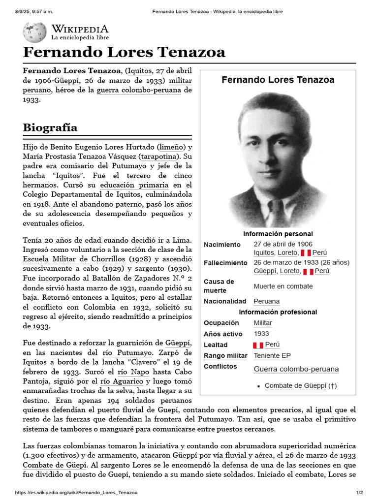 Biografía de Fernando Lores Tenazoa | PDF | Operaciones militares | Militar