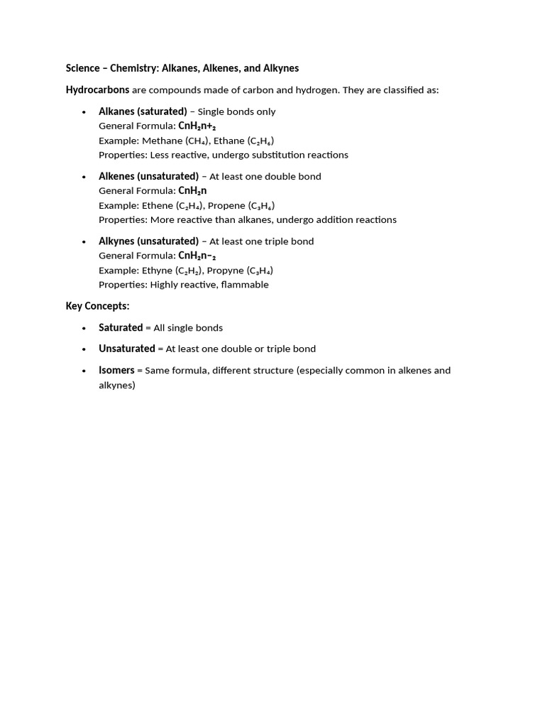 Understanding Alkanes, Alkenes, Alkynes | PDF