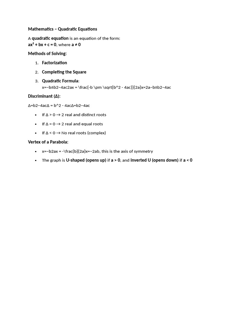 Understanding Quadratic Equations | PDF