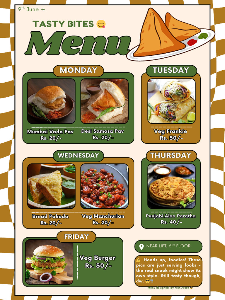 Tasty Bites Menu 09.06.25 | PDF