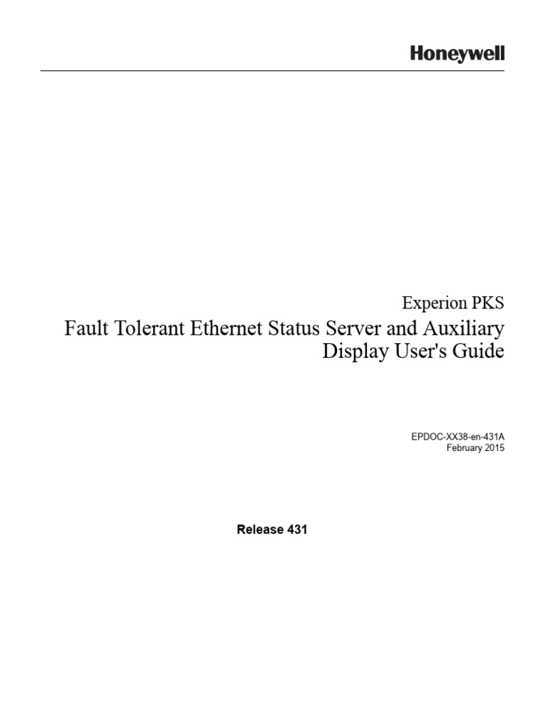 Fault Tolerant Ethernet Status Server and Auxiliary Display Users Guide EPDOC-XX38-En-431 | PDF ...