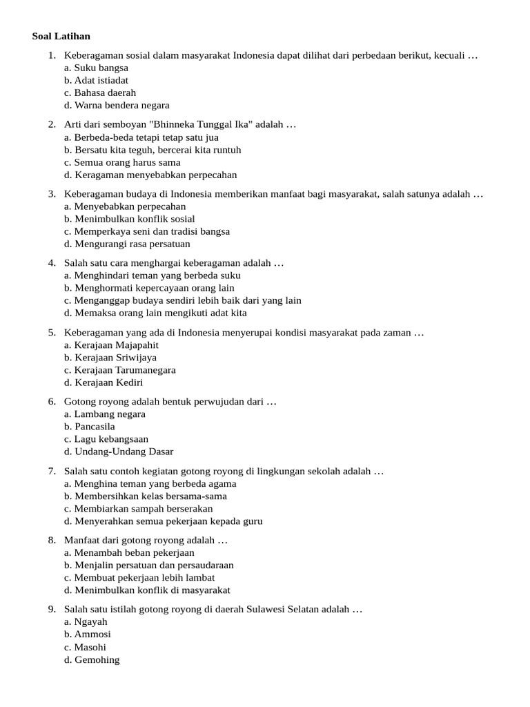 Soal Latihan Pend. Pancasila | PDF