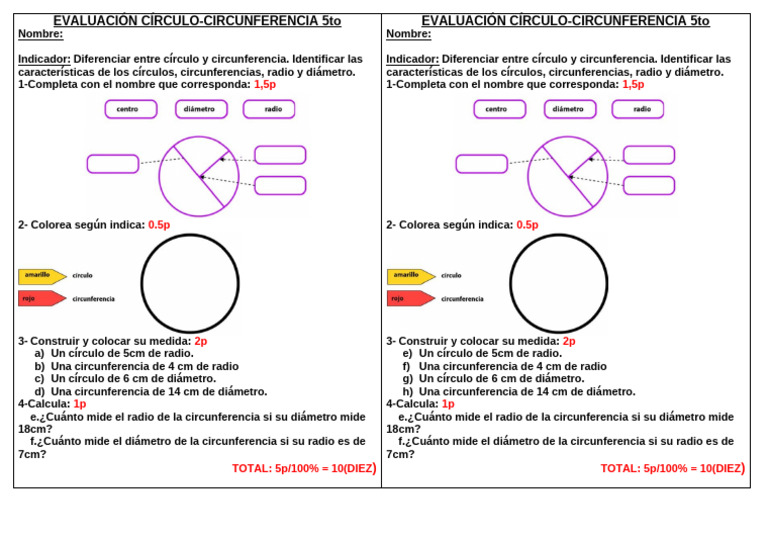 EVALUACIÓN CÍRCULO Doble | PDF