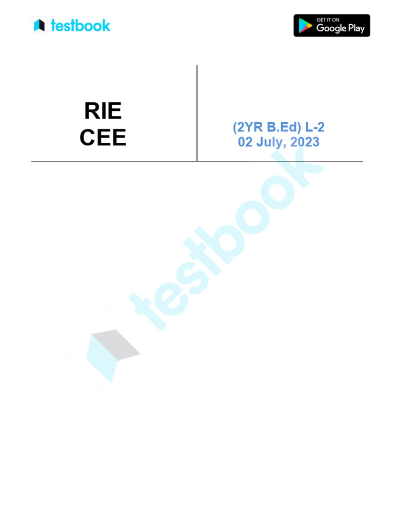 RIE CEE 2023 B.Ed Previous Papers | PDF