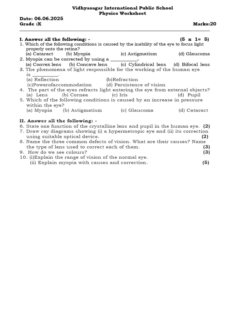 Physics Worksheet | PDF