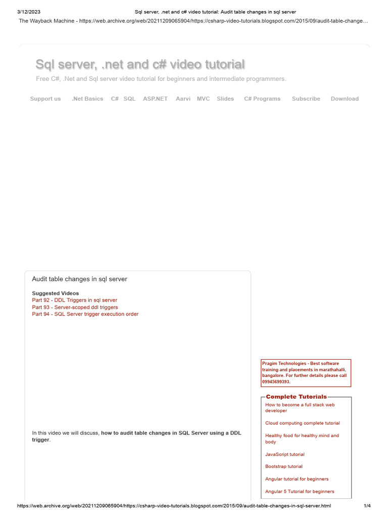 95 Audit Table Changes in SQL Server | PDF | Language Integrated Query ...